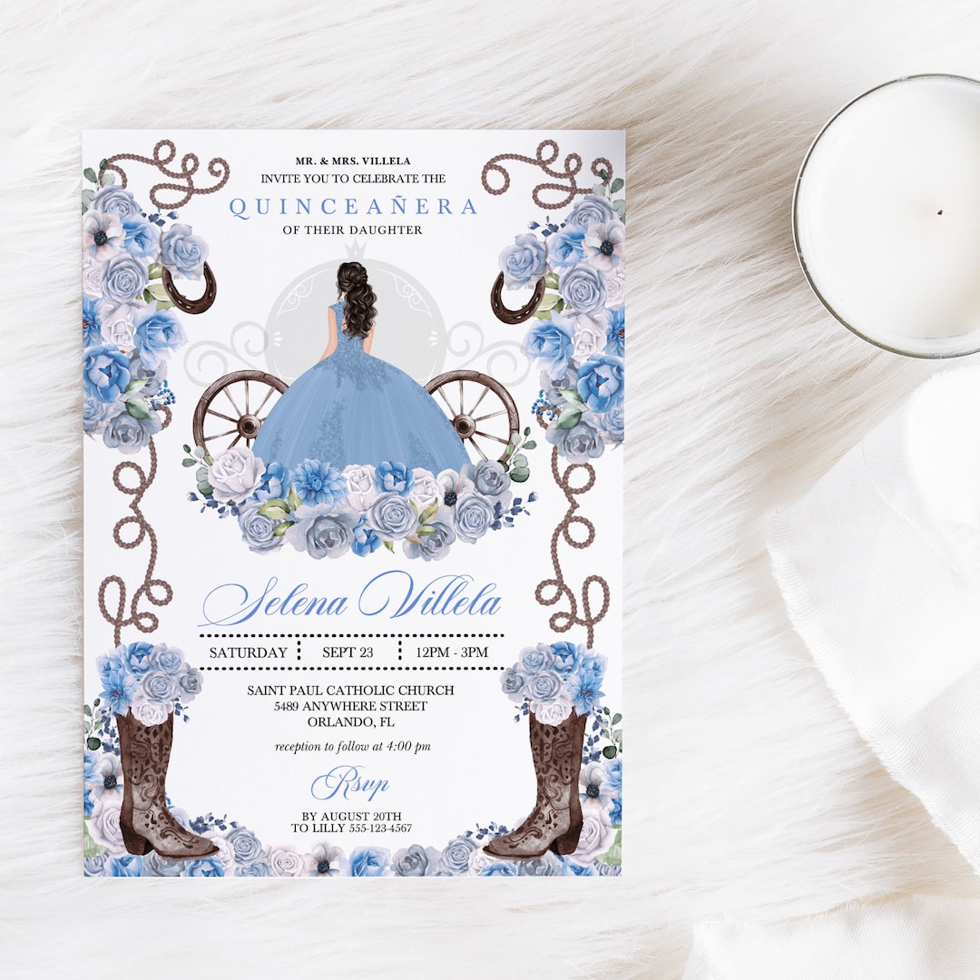 Invitación EDITABLE, Invitación de Quinceañera con Botas Vaqueras del ...