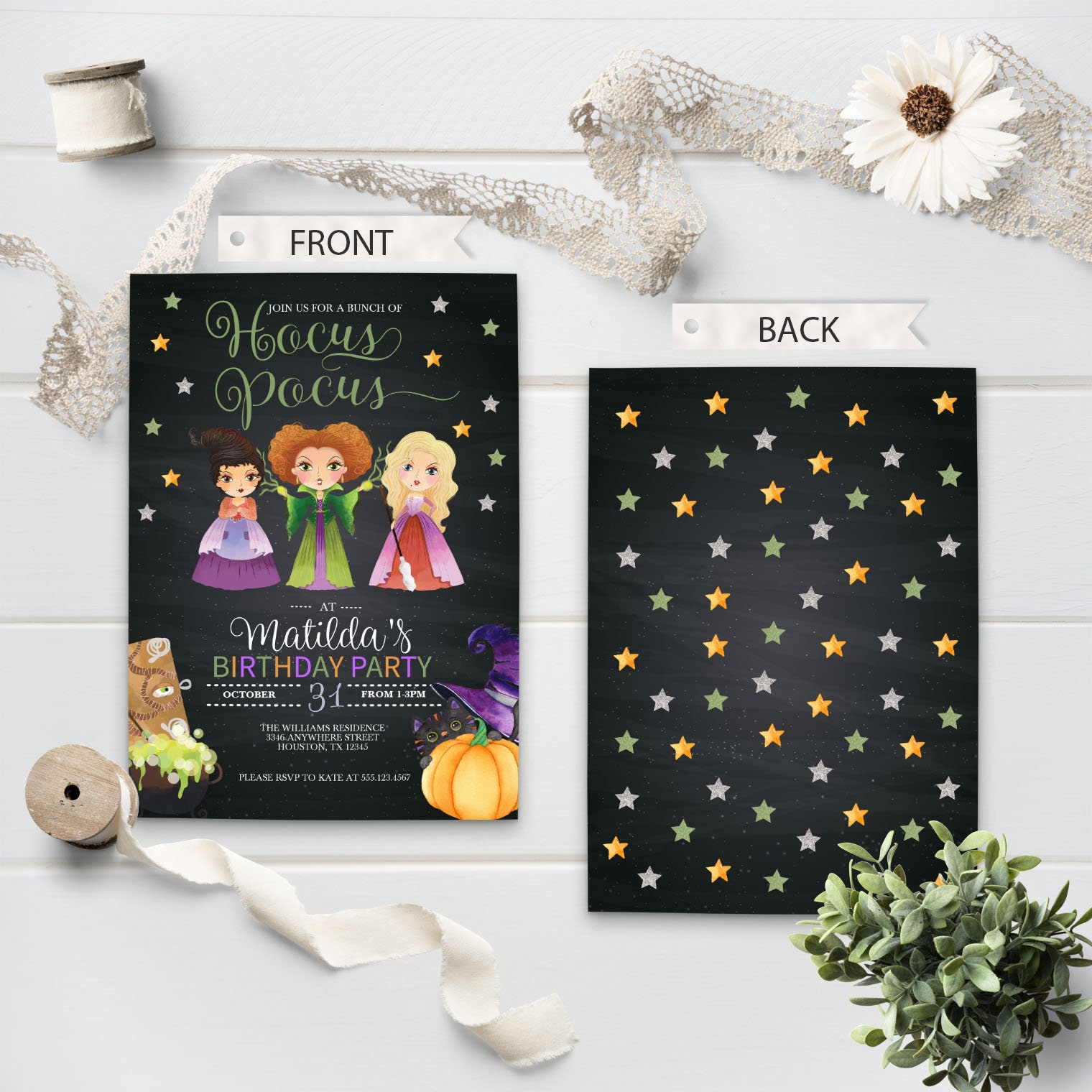 EDITABLE Invitation Hocus Pocus Birthday Party Invitation - Etsy
