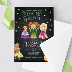 EDITABLE Invitation, Hocus Pocus Birthday Party Invitation, Witches ...