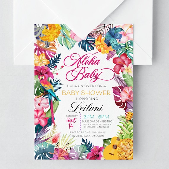 EDITABLE Invitation Aloha Baby Tropical Luau Baby Shower - Etsy