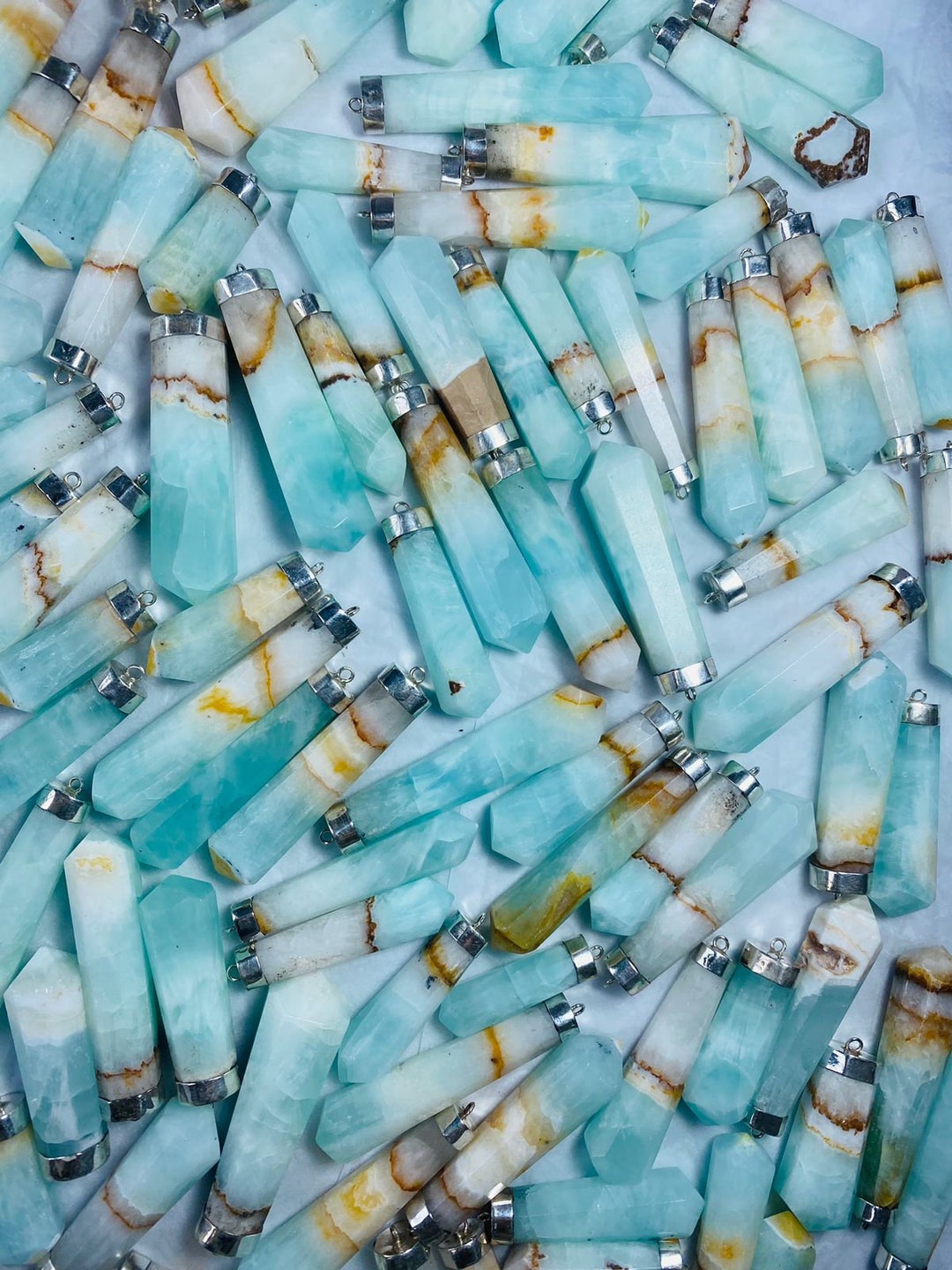 Blue Calcite Pendants 10 Piece's Parcel Banded Calcite - Etsy