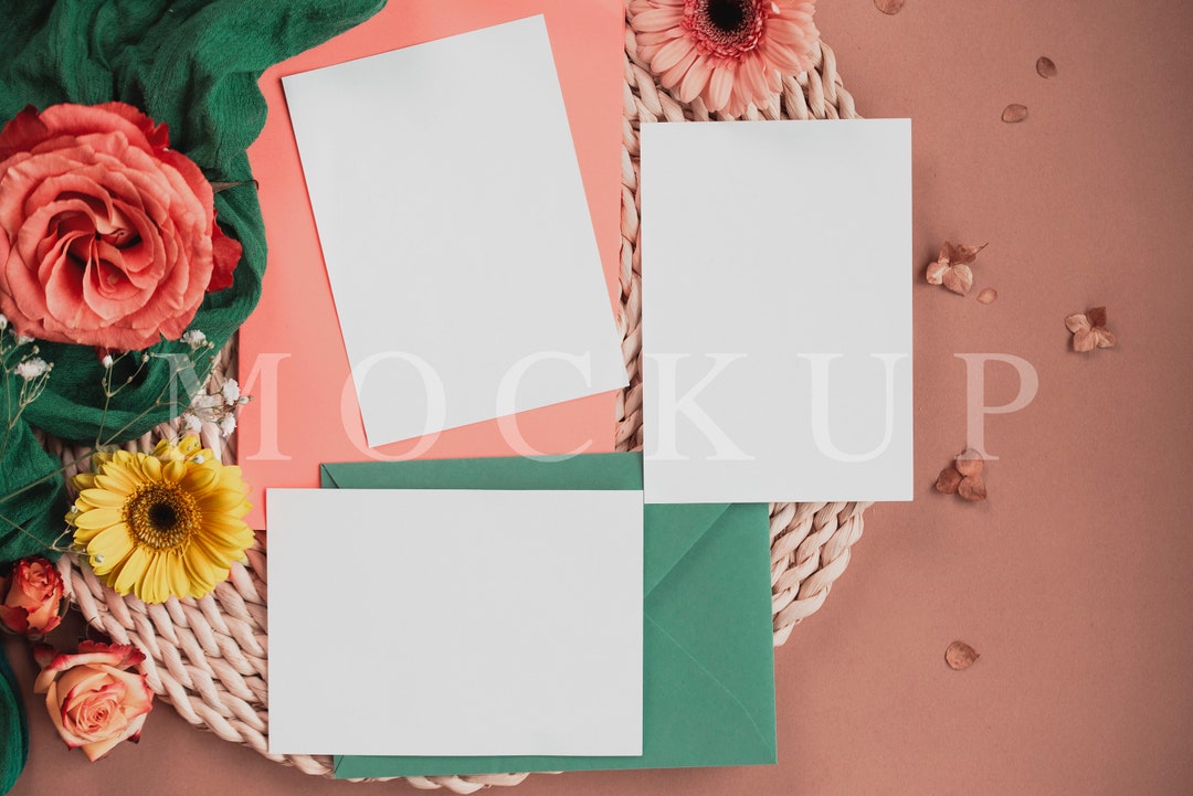 Hyppie Style Wedding Invitation Mockup, 4x6 Cards, Wedding Invitations ...