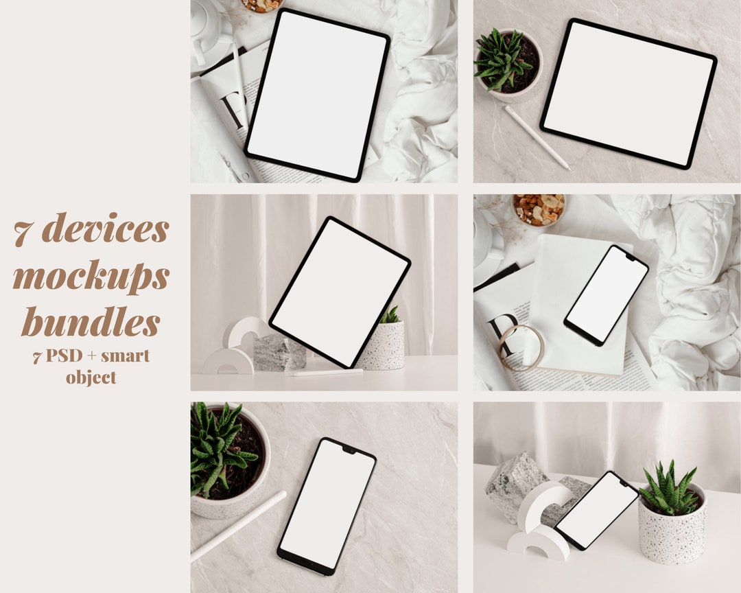 Digital Planner Mockups, iPad Mockup Bundle, Phone Bundle, E-book Stock ...