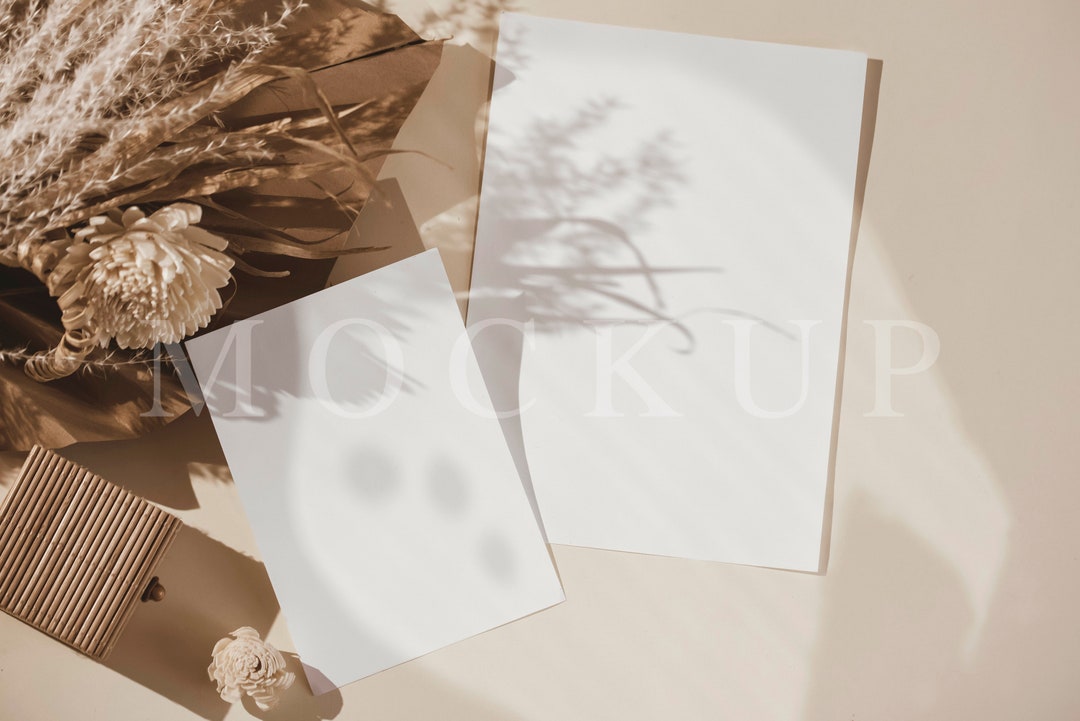 5x7 Boho Blank Cards Mockup, Invitations Mockup, Wedding Invitations ...