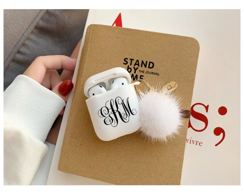 Custom Monogram Airpod Case With Pom Pom Keychaincute Airpod - Etsy
