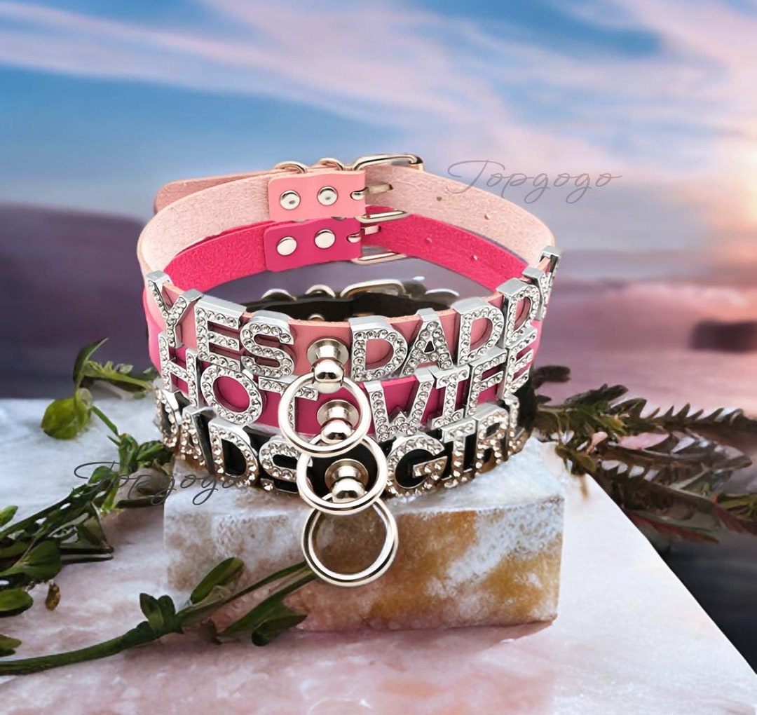Custom Leash Hoop Choker Collar Women,rhinestone Name Choker Collar ...