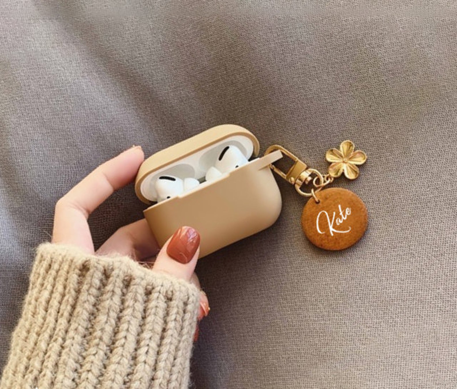 Custom Airpod Pro Case With Natural Wood Keychaincute Airpods - Etsy