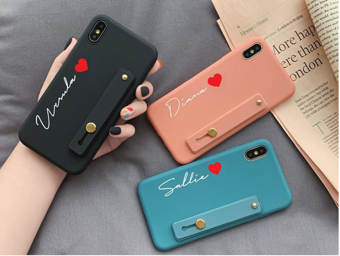 Custom Wrist Band Heart Phone Case personalised Name Phone - Etsy