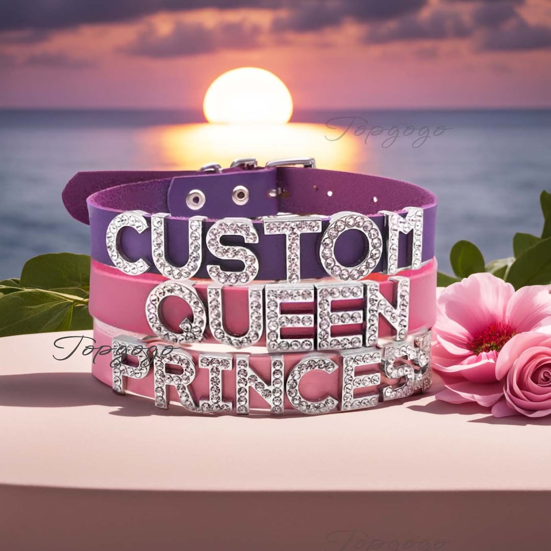 Personalized Women Choker Collar,custom Rhinestone Name Choker Collar ...