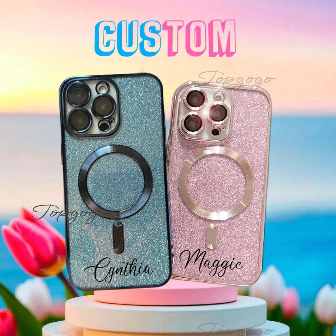 Personalized Glitter Magnetic Phone Case,custom Name Soft Wireless ...