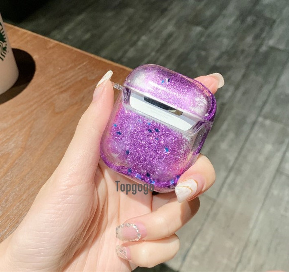 Custom Glitter Liquid Airpod Caseairpods 3 Case Cute With - Etsy