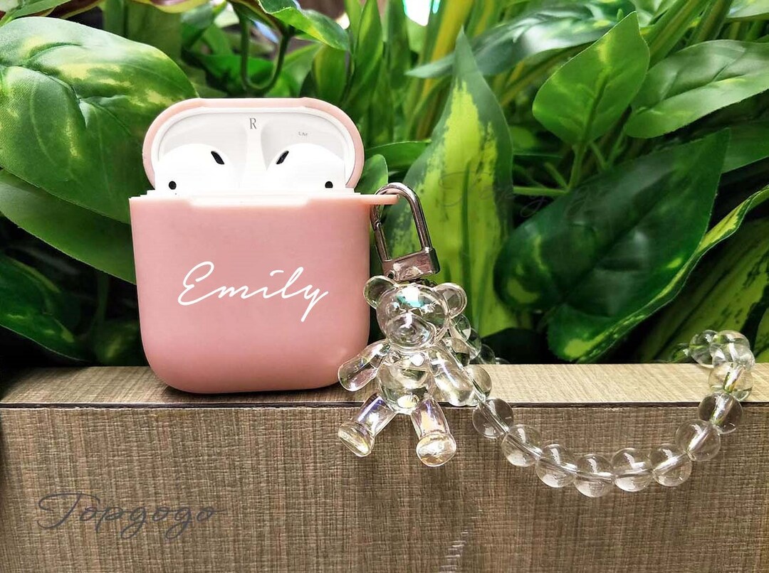 Custom AirPod Case Cute With Bear Bead Keychain,silicone AirPod Pro ...