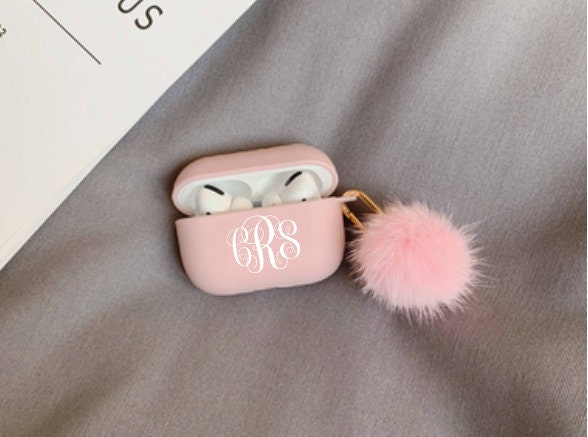 Custom Monogram Airpod Pro Case With Pompoms Keychainshock - Etsy
