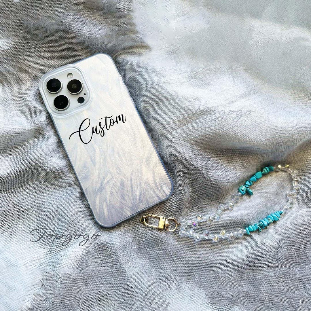 Personalized Luxury Feather Laser Phone Case With Turquoise Beaded ...
