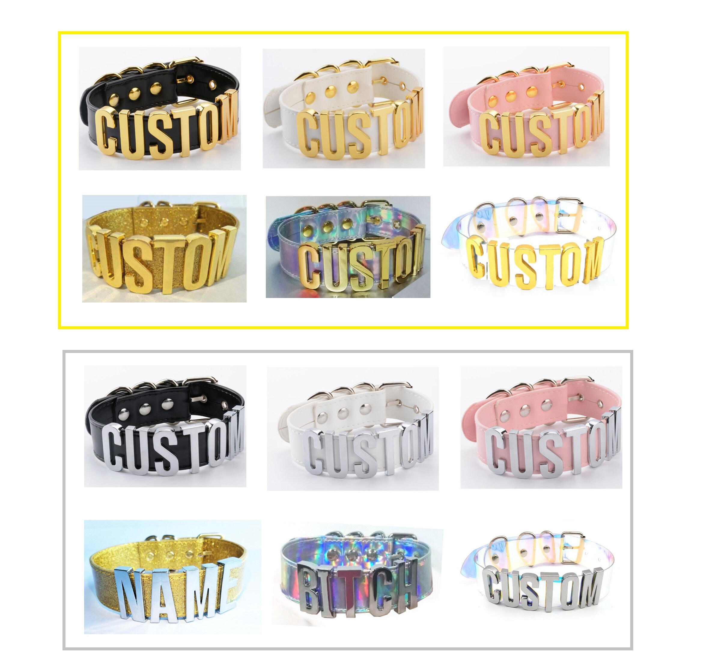 Custom Women Choker Collar,name Choker Collar,word Collar Necklace ...