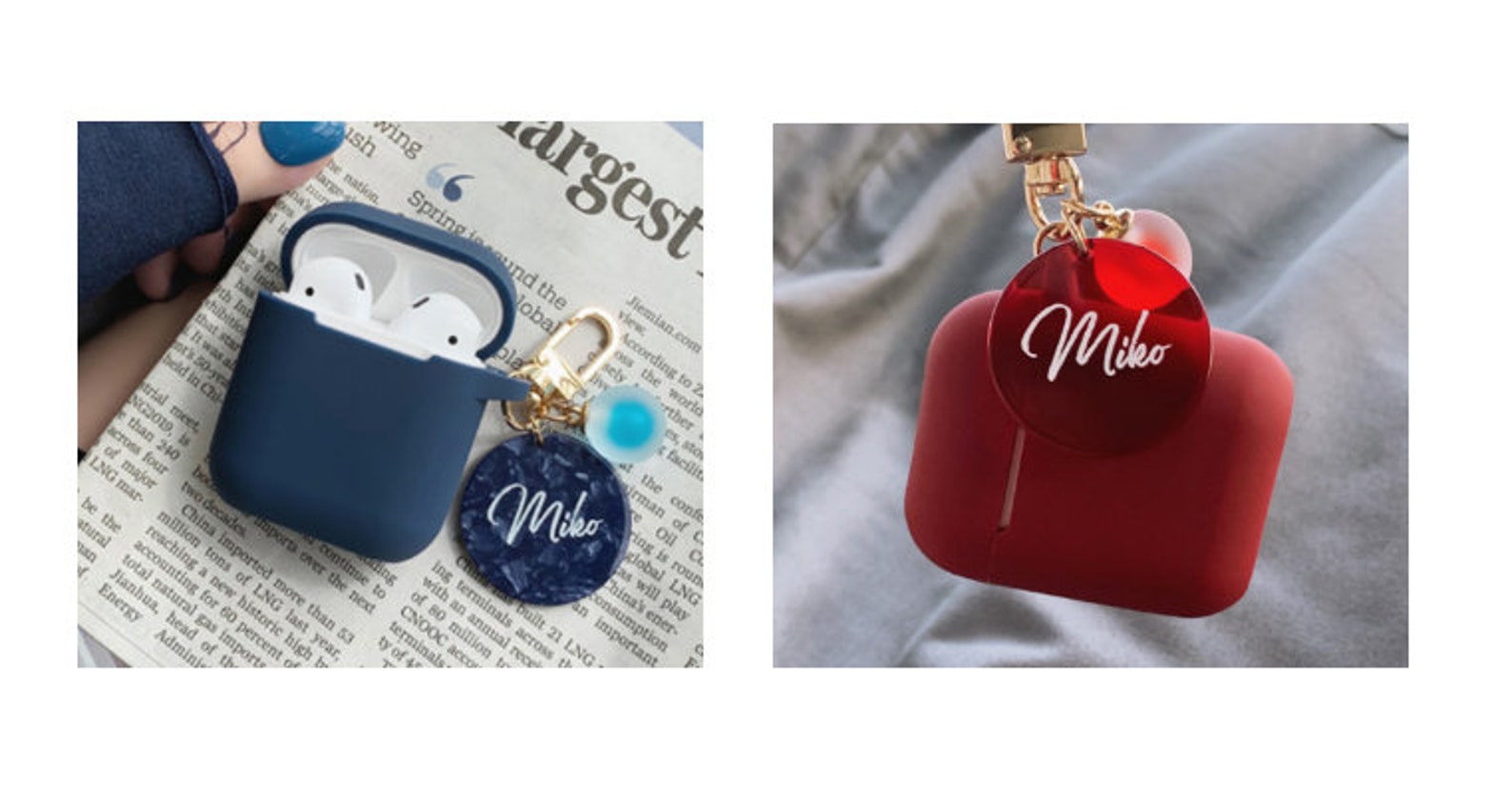 Custom AirPod Case,name Airpods 3 Case With Cute Circle Keychain ...