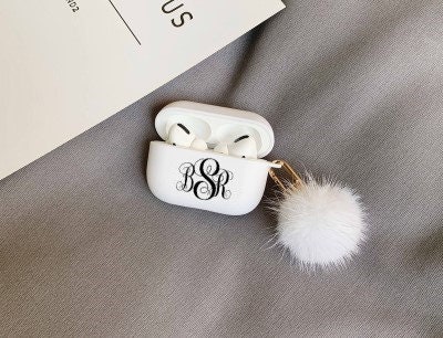 Custom Monogram Airpod Pro Case With Pompoms Keychainshock - Etsy