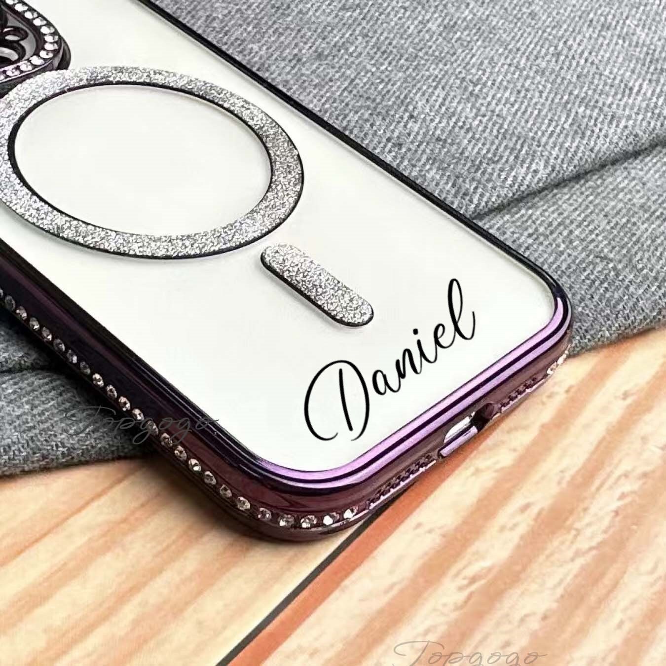 Personalized Magnetic Phone Case,custom Name Transparent Rhinestone ...