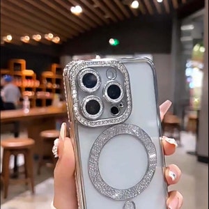 Custom Name Luxury Magsafe Phone Case,transparent Rhinestone Wireless ...