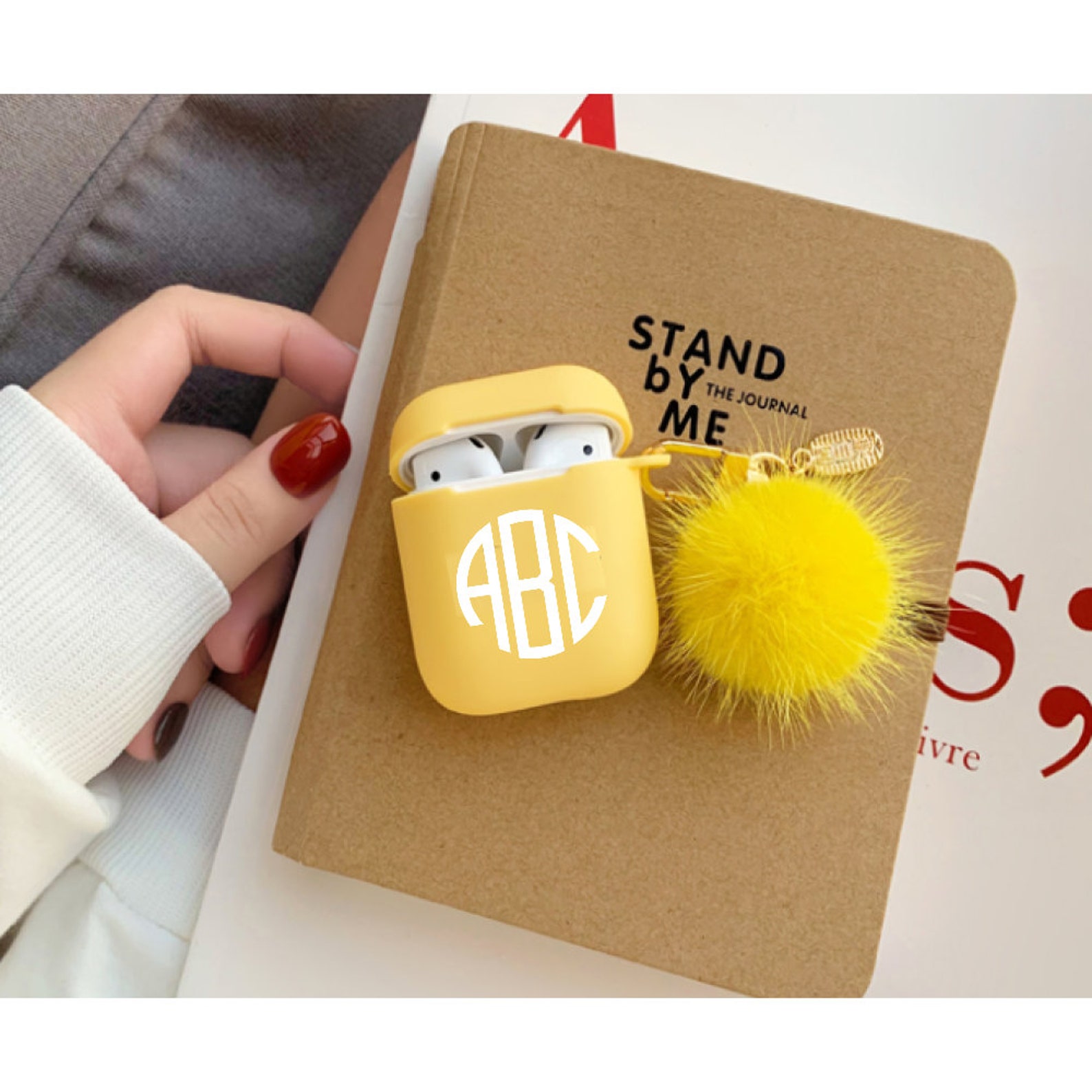 Custom Monogram Airpod Case With Pom Pom Keychainshock Proof | Etsy