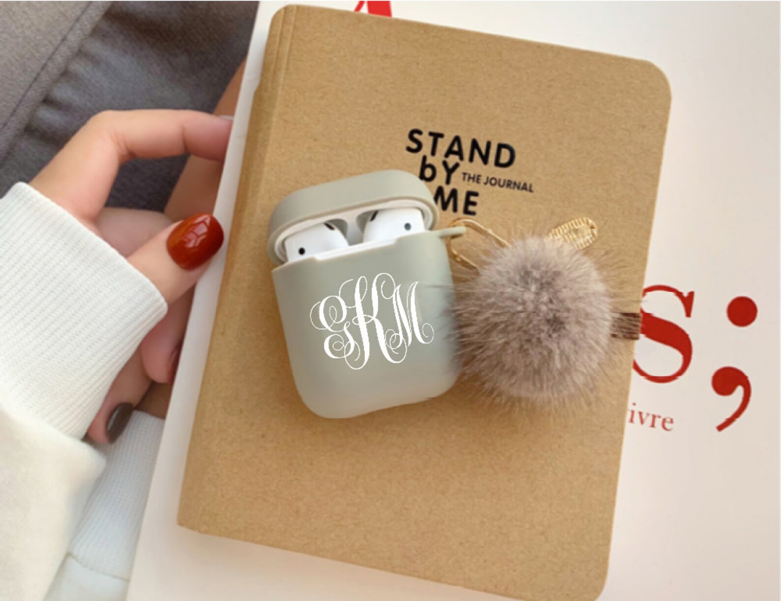 Custom Monogram Airpod Case With Pom Pom Keychainshock Proof | Etsy