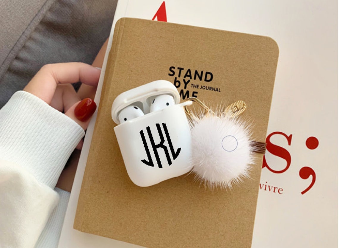 Custom Monogram Airpod Case With Pom Pom Keychainshock Proof | Etsy