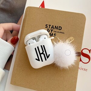 Custom Monogram AirPod Case With Pom Pom Keychain,silicone Airpods Pro ...