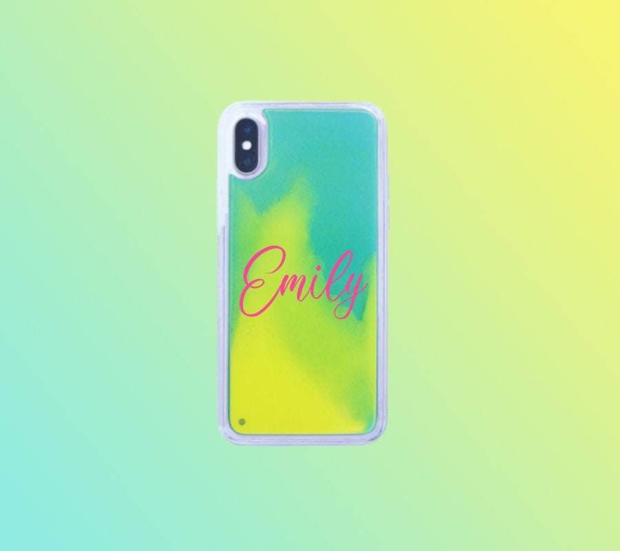 Customized Neon Phone Casepersonalised Liquid Glitter Phone - Etsy