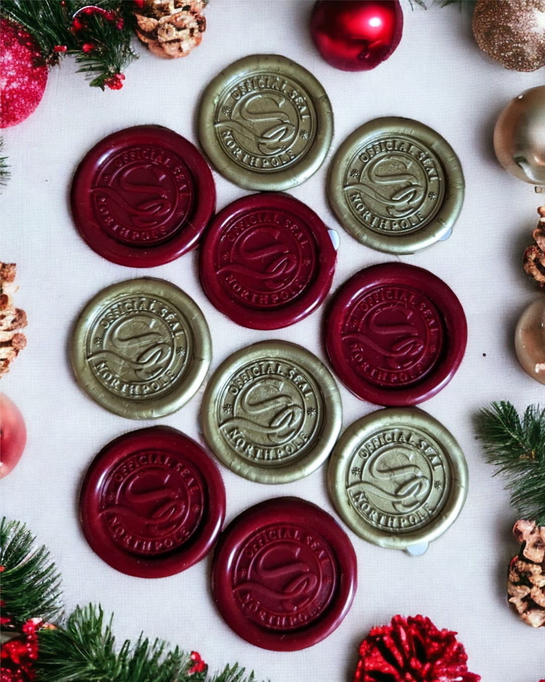 Santa Official Seal North Pole Wax Seals in Red and Gold - Pack of 10 ...