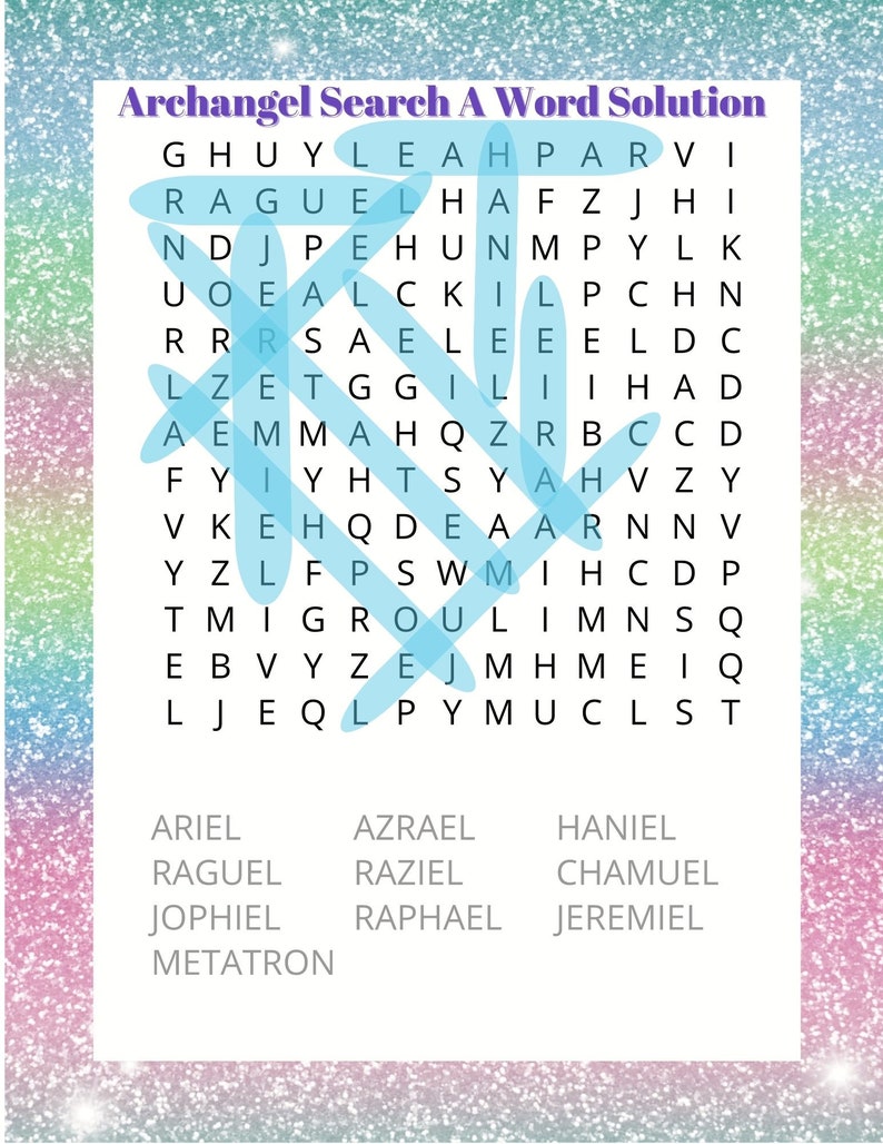 Archangel Search A Word With Solution - Etsy