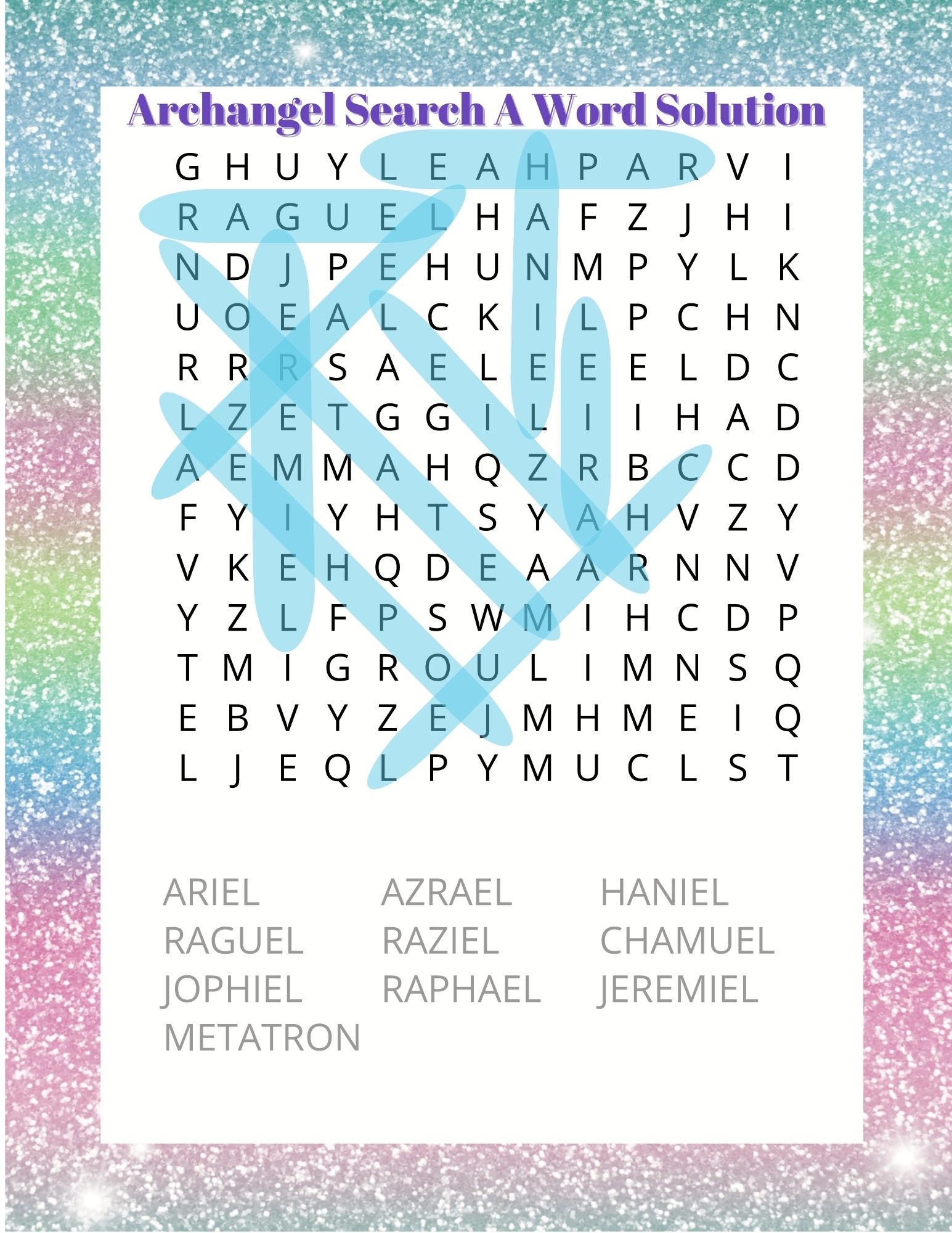 Archangel Search A Word With Solution - Etsy