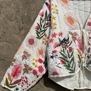 Handmade Floral Quilted Cotton Jacket: Short Length, Open Front - Etsy