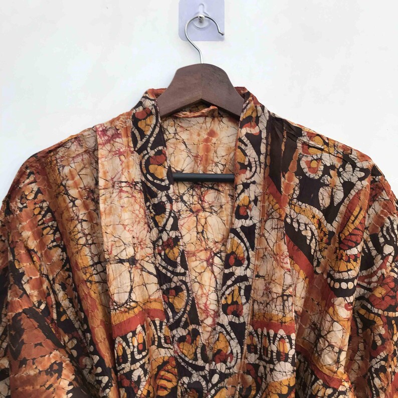 Brown Silk Sari Kimono Birthday Party Robe Recycled Kimono - Etsy