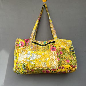 Blockprint Quilted Cotton Duffle Bag: Handmade Weekender Travel Bag - Etsy