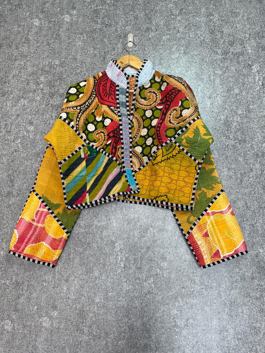 Indian Kantha Jacket, Indian Cotton Handmade Winter Coat, Bohemian ...