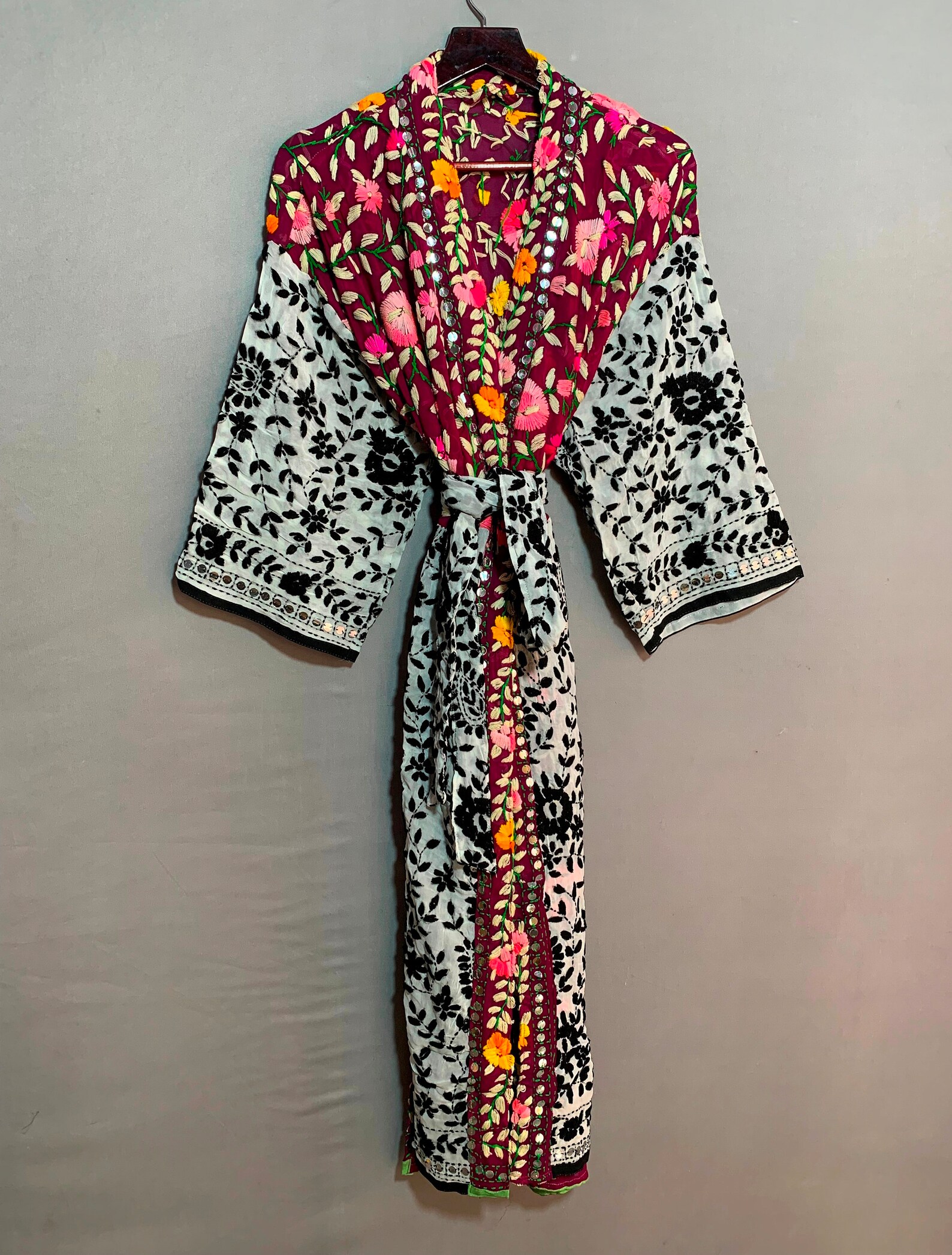 Embroidery Robes Phulkari Kimono Mirror Work Robe Festival - Etsy