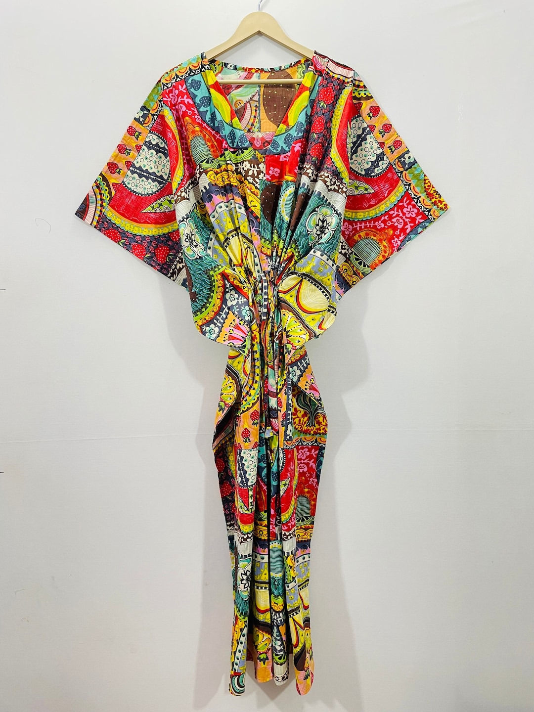 Indian Cotton Kaftan, Women Long Cotton Robe, Women Nightwear Costume ...