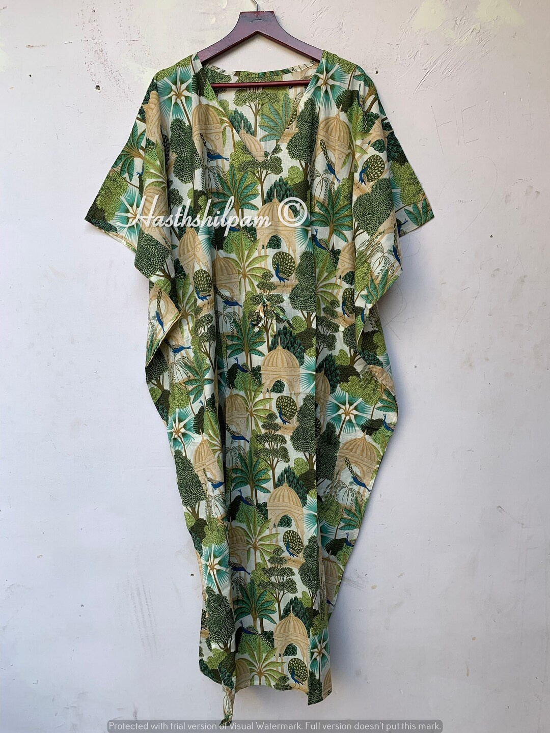 Cotton Kaftan, Indian Kaftan, Indian Floral Kaftan, Boho Kaftan Maxi ...