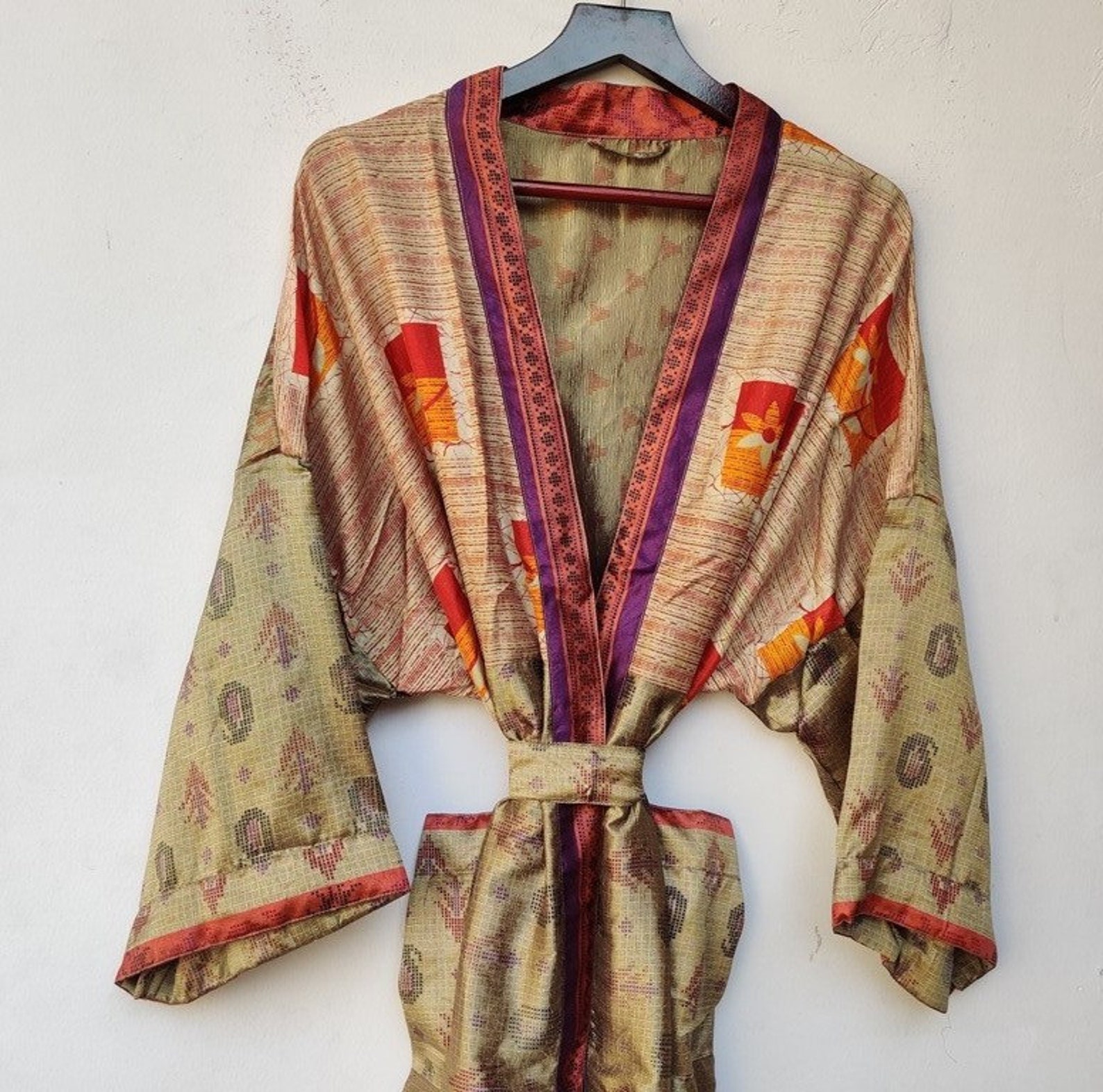 NEW Patchwork Sari Kimono Indian Vintage Sari Kimono Kimno | Etsy