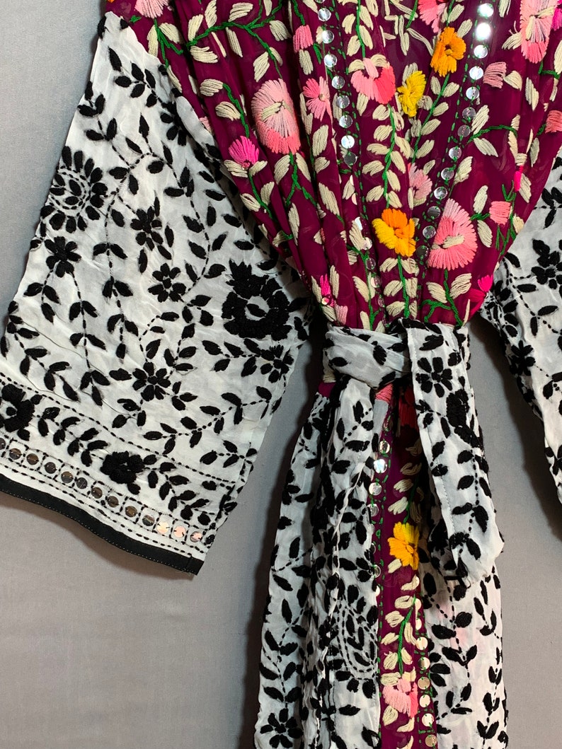 Embroidery Robes Phulkari Kimono Mirror Work Robe Festival - Etsy