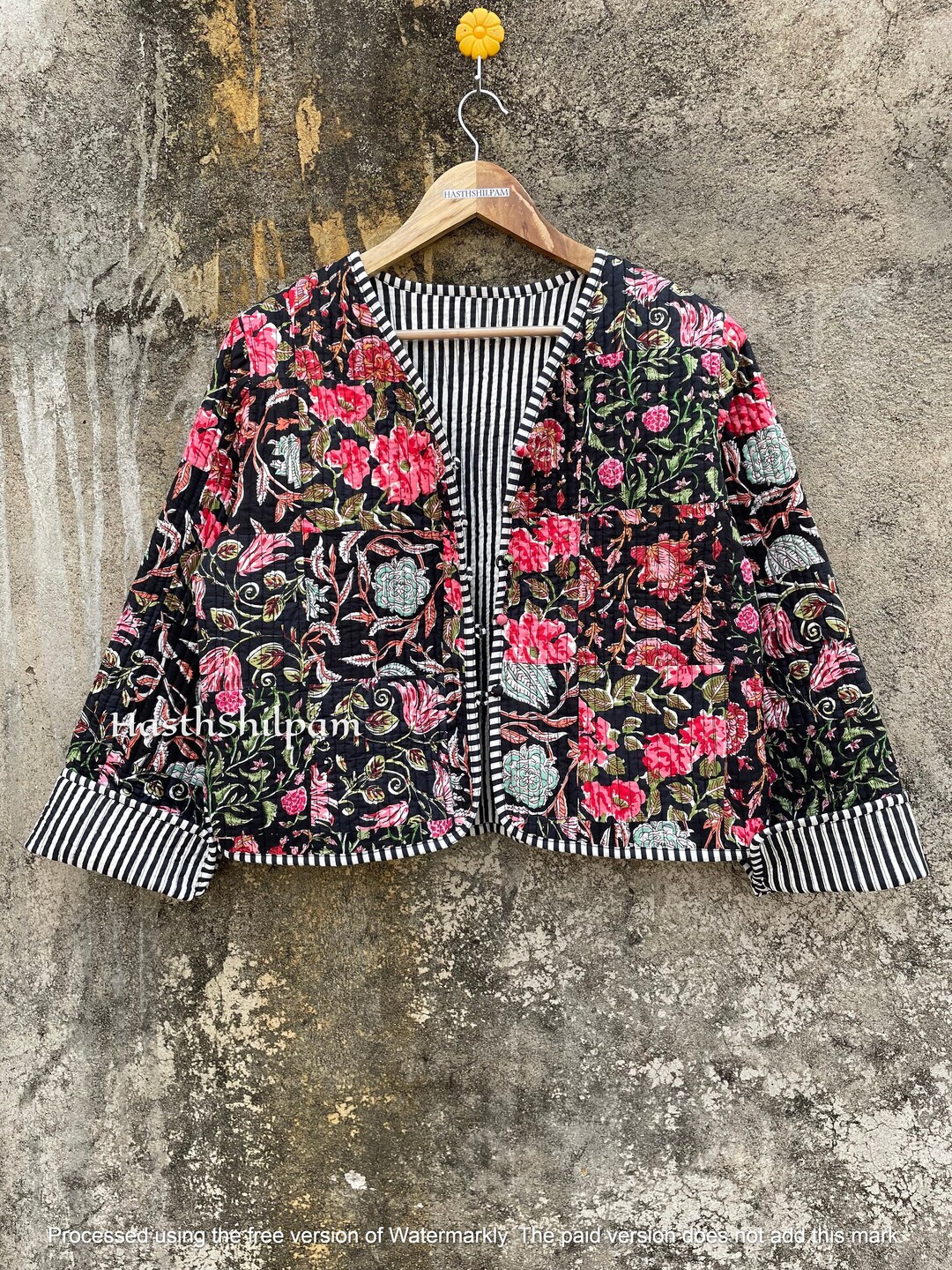 Indian Quilted Block Print Lightweight Jacket, Soft Cotton Quilted ...