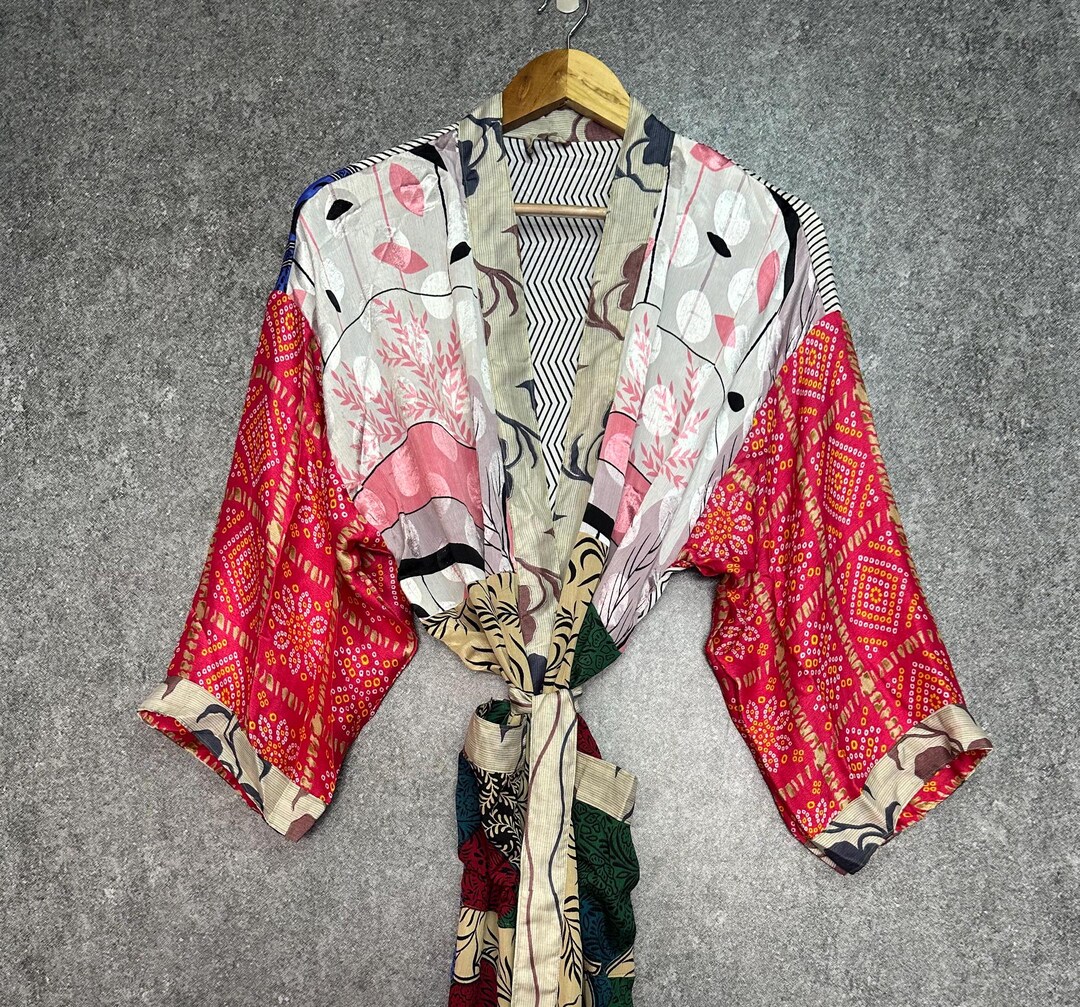 Summer Wear Silk Robe Indian Robe Pure Silk Kimono Gift for Her Bridal ...