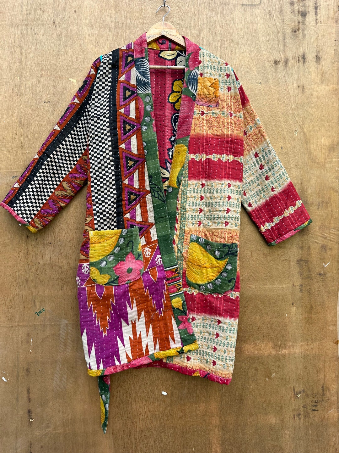 Long Kantha Robe , Indian Kantha Jacket , Vintage Coat, Kantha Jacket ...
