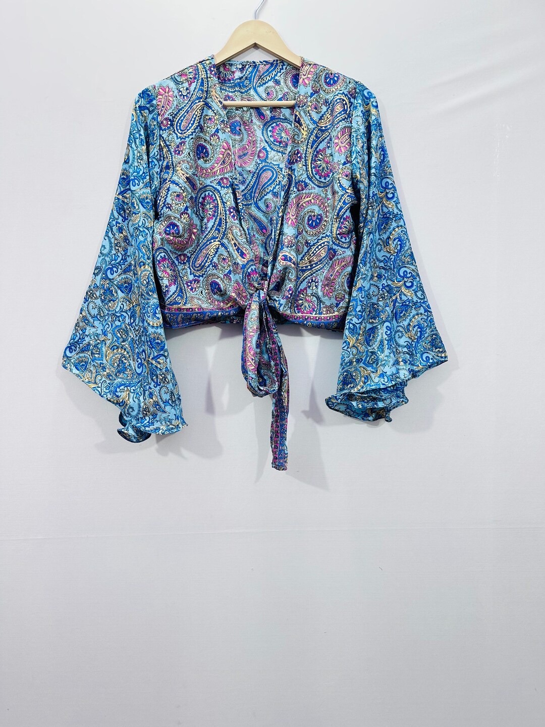 Silk Top Crop, Indian Floral Boho Top, Belly Top Crop, Dance Wear Retro ...