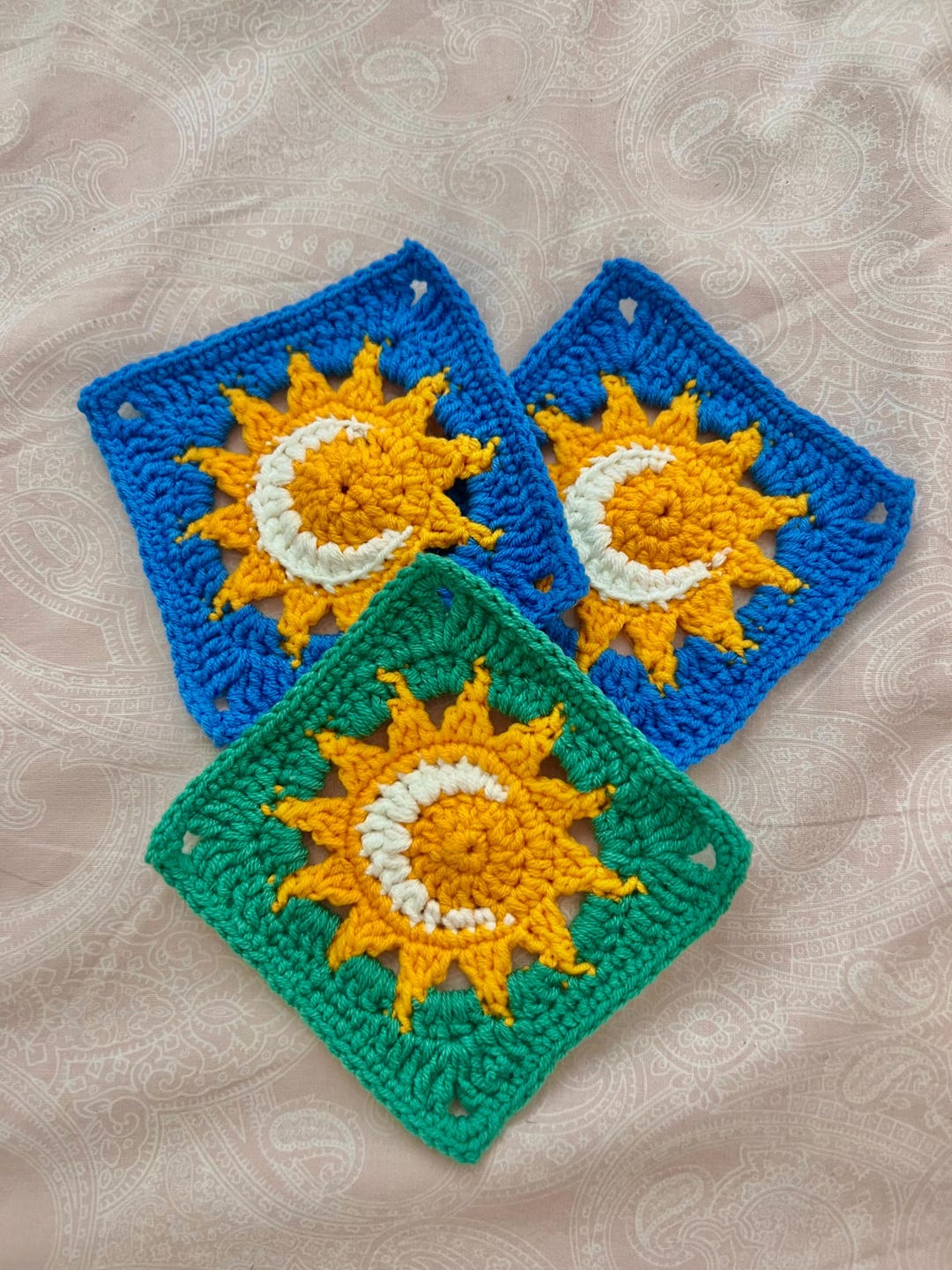 Crochet Sun and Moon Coaster | Celestial Sun and Moon Coaster ...