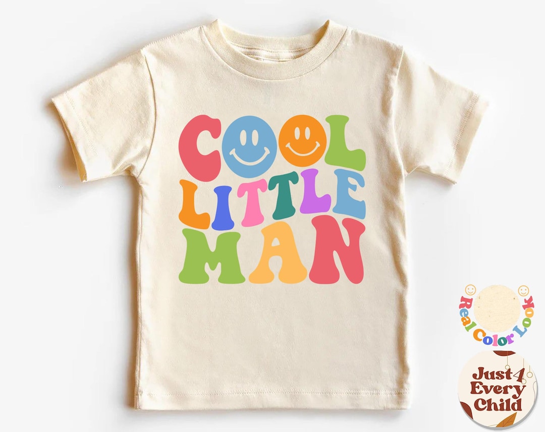 Cool Little Man Smiley Face Shirt, Cute Boys Funny T-shirt, Trendy ...