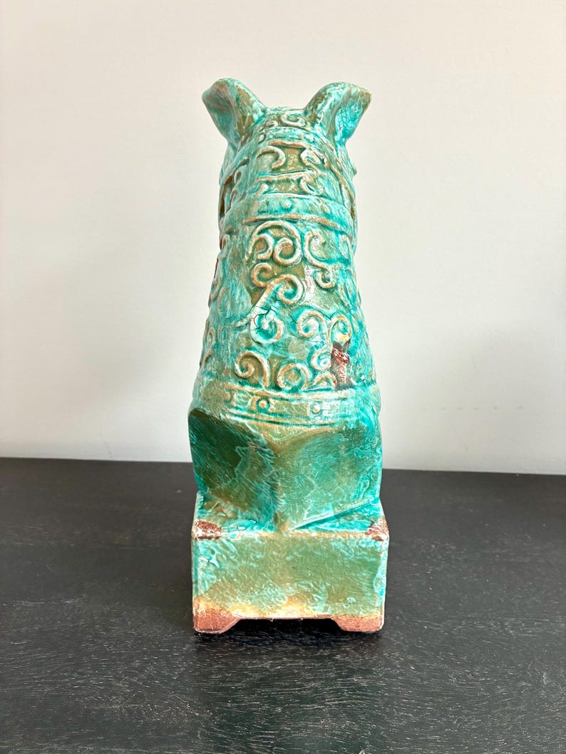 Turquoise Horse Head Sculpture | Detailed Ceramic Bust, Crackle Glaze ...