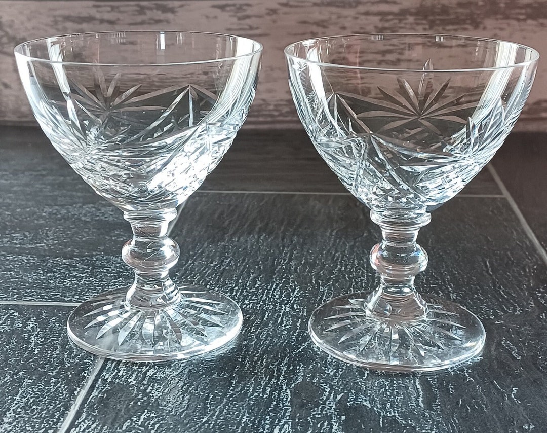 2 Vintage Small Stemmed Crystal Glasses Aperitif Glasses - Etsy