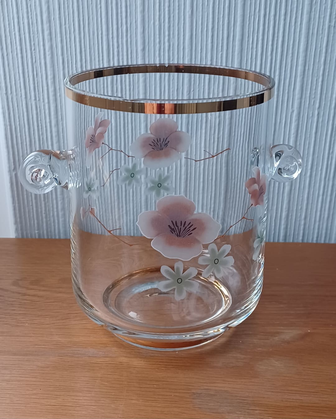Vintage Glass Ice Bucket Small Ice Bucket With Floral - Etsy