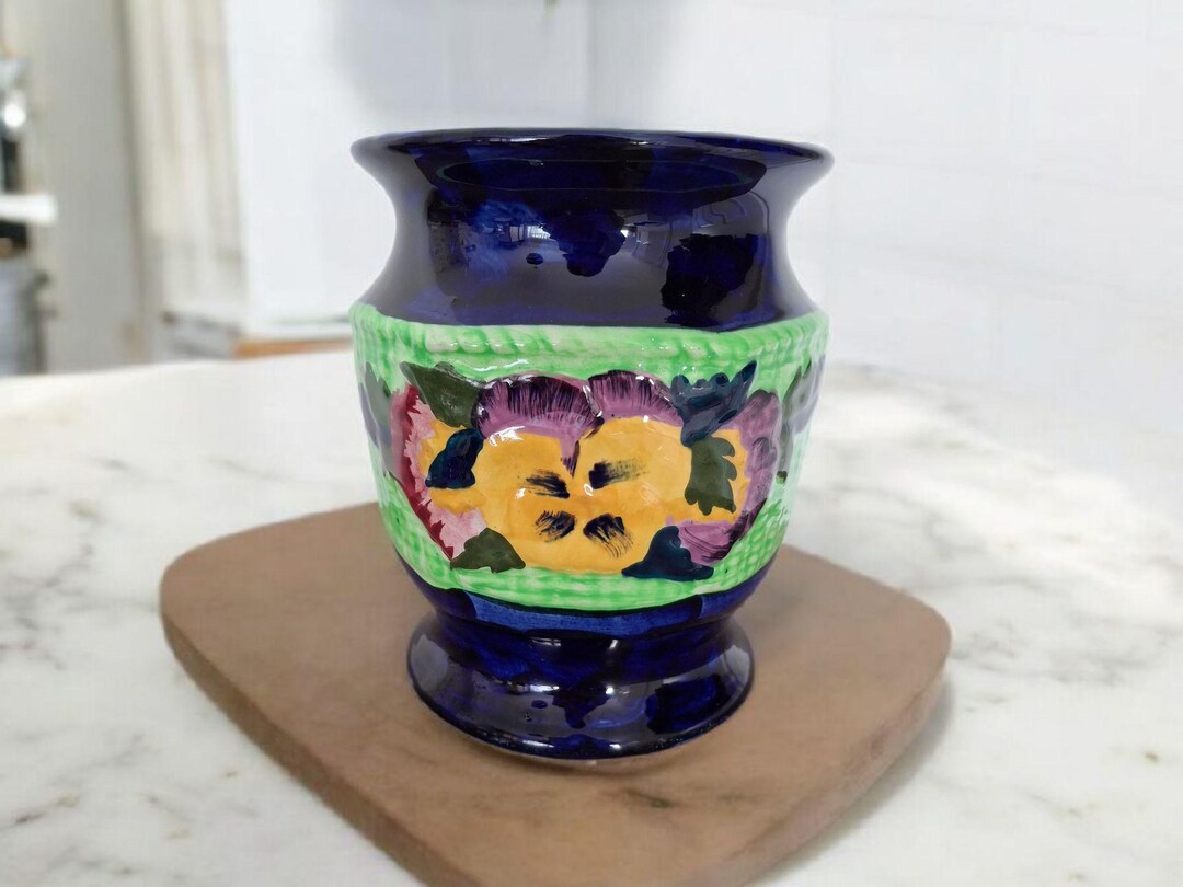 Vintage Maling Ware Vase Pansy Design Produced for Ringtons Tea Company ...
